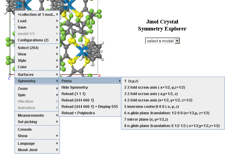 Jmol Crystal Symmetry Explorer